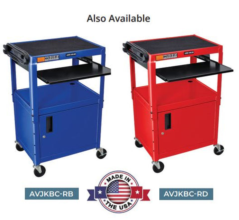 C AVJ42KBC - Adjustable Height Steel Computer Cart with locking Cabinet ...