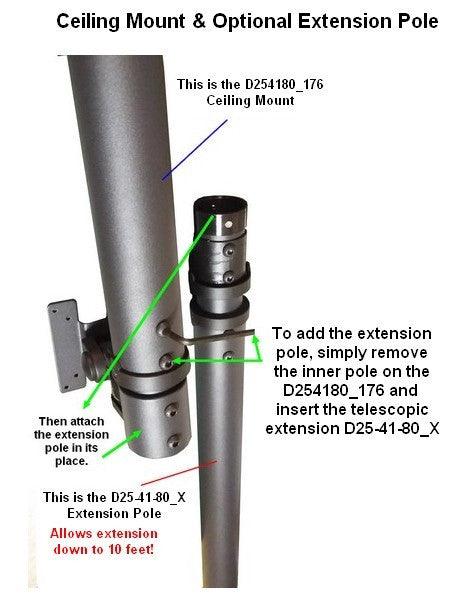D254180_X TV Ceiling Extension Pole for an Extra 44" to 80" Extension ...