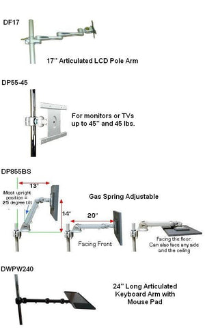 DVC04-F Rolling Pole Computer Workstation - Sit to Stand - Height Adju ...